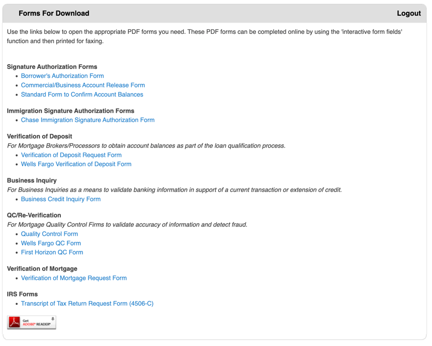 Commercial Requestor - Download Forms